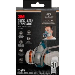 3M Atemschutz Set 6502QLKIT-1, bestehend aus 1 x Atemschutzmaske 6502 mit Schutzklasse A2P3, 2 x Filter 6055/2 x Filter 5935/2 x Filterhalterung 501