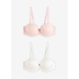 bonprix Balconette-BH mit Multiway Tr&auml;gern und weicher Spitze (2er Pack), rosa, Gr.75B, Balconette-BH mit abnehmbaren Tr&auml;gern und weicher Spitze (2er Pack)