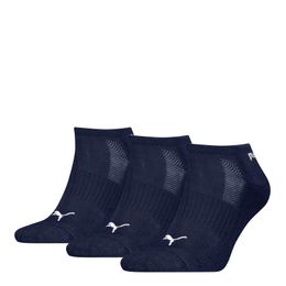 Sneakersocken Puma "Puma UNISEX CUSHIONED SNEAKER 3P", Damen, Gr. 43-46, blau (navy), Baumwollmischung, elastisch, Socken Sneakersocken, mit Frottee