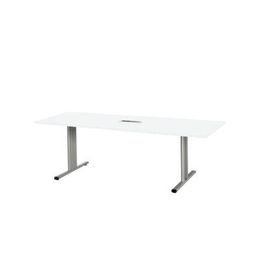 Sch&auml;fer Shop Sch&auml;fer Shop Select Besprechungstisch Planova Basic, mit Tischanschlussfeld, Rechteck, T-Fu&szlig;, B 2000 x T 800 x H 717 mm, wei&szlig;/wei&szlig;aluminium RAL 9006