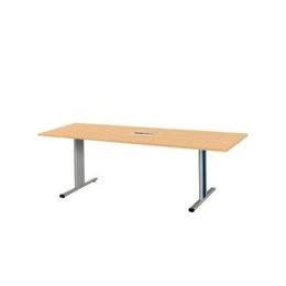 Sch&auml;fer Shop Sch&auml;fer Shop Select Besprechungstisch Planova Basic, mit Tischanschlussfeld, Rechteck, T-Fu&szlig;, B 2000 x T 800 x H 717 mm, Buche/wei&szlig;aluminium RAL 9006