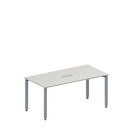 Sch&auml;fer Shop Sch&auml;fer Shop Genius Konferenztisch MODENA FLEX, 3-fach Anschluss, Rechteck, 4-Fu&szlig; Quadratrohr, B 1600 x T 800 x H 720-840 mm, lichtgrau/wei&szlig;alu