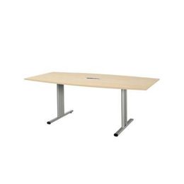 Sch&auml;fer Shop Sch&auml;fer Shop Select Besprechungstisch Planova Basic, mit Tischanschlussfeld, Boot, T-Fu&szlig;, B 2000 x T 1000 x H 717 mm, Ahorn/wei&szlig;aluminium RAL 9006