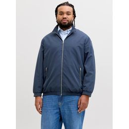 Jack & Jones PlusSize Blouson "JJERUSH HARRINGTON BOMBER NOOS PLS", Herren, Gr. 4XL, navy blazer, Web, Obermaterial: 100% Polyester, JACK & JONES PLUSSIZE, unifarben, regular fit normal, ohne Ausschnitt, B&uuml;ndchen, Jacken Blouson, Kunstfaser, regular fit