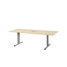Sch&auml;fer Shop Sch&auml;fer Shop Select Besprechungstisch Planova Basic, mit Tischanschlussfeld, Rechteck, T-Fu&szlig;, B 2000 x T 800 x H 717 mm, Ahorn/wei&szlig;aluminium RAL 9006