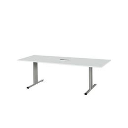 Sch&auml;fer Shop Sch&auml;fer Shop Select Besprechungstisch Planova Basic, mit Tischanschlussfeld, Rechteck, T-Fu&szlig;, B 2000 x T 800 x H 717 mm, lichtgrau/wei&szlig;alu