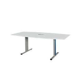Sch&auml;fer Shop Sch&auml;fer Shop Select Besprechungstisch Planova Basic, mit Tischanschlussfeld, Boot, T-Fu&szlig;, B 2000 x T 1000 x H 717 mm, lichtgrau/wei&szlig;aluminium RAL 9006