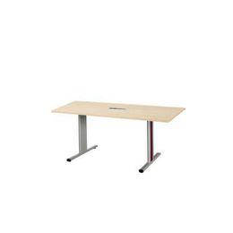 Sch&auml;fer Shop Sch&auml;fer Shop Select Besprechungstisch Planova Basic, mit Tischanschlussfeld, Rechteck, T-Fu&szlig;, B 1600 x T 800 x H 717 mm, Ahorn/wei&szlig;aluminium RAL 9006