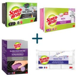 Scotch-Brite&trade; Schwammset, 11-teilig, Bath Griffschwamm XXL, 1 St&uuml;ck + Glaskeramik, 3 St&uuml;ck + Grill Griffschwamm, 1 St&uuml;ck + Magic Pad, 6 St&uuml;ck