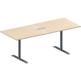 Sch&auml;fer Shop Sch&auml;fer Shop Genius Konferenztisch MODENA FLEX, 3-fach Anschluss, Rechteck, T-Fu&szlig; Rundrohr, B 2000 x T 800 x H 650-850 mm, Ahorn/wei&szlig;alu