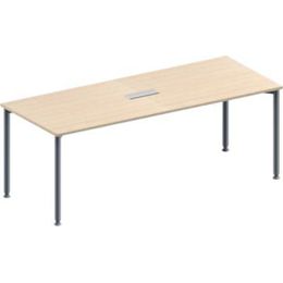 Sch&auml;fer Shop Sch&auml;fer Shop Genius Konferenztisch MODENA FLEX, 3-fach Anschluss, Rechteck, 4-Fu&szlig; Rundrohr, B 2000 x T 800 x H 720-840 mm, Ahorn/wei&szlig;alu