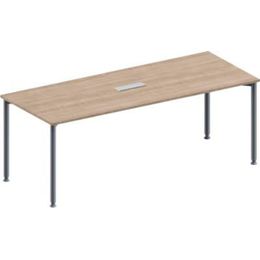 Sch&auml;fer Shop Sch&auml;fer Shop Genius Konferenztisch MODENA FLEX, 3-fach Anschluss, Rechteck, 4-Fu&szlig; Rundrohr, B 2000 x T 800 x H 720-840 mm, Eiche-Dekor/wei&szlig;alu