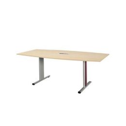 Sch&auml;fer Shop Sch&auml;fer Shop Select Besprechungstisch Planova Basic, mit Tischanschlussfeld, Boot, T-Fu&szlig;, B 2000 x T 1000 x H 717 mm, Ahorn/wei&szlig;aluminium RAL 9006