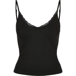 Tanktop Urban Classics "Urban Classics Damen Ladies Lace 90&acute;s Top", Damen, Gr. XL, schwarz, 95% Baumwolle, 5% Elasthan, unifarben, slim fit, Tops Tanktop