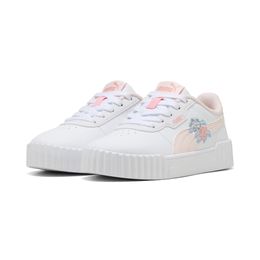 Sneaker Puma "CARINA 3.0 FLORAL PS", M&auml;dchen, Gr. 35, Puma wei&szlig;, jasmine flower, seafoam, Synthetik, unifarben, Schuhe Sneaker, f&uuml;r sportlichen Look im Alltag, weiches Textil-Innenmaterial