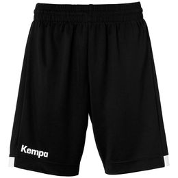 Shorts Kempa "Shorts PLAYER LONG SHORTS WOMEN", Damen, Gr. L, US, schwarz (schwarz, wei&szlig;), Obermaterial: 100% Polyester PES., Hosen Shorts