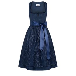 N&uuml;bler Dirndl N&Uuml;BLER "Midi Dirndl Floreta", Damen, Gr. 34, EURO, blau, Obermaterial: 98% Polyester PES. 2% Elasthan EL., Kleider