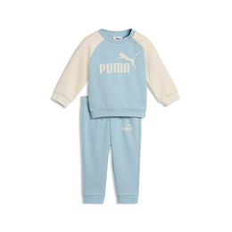 Trainingsanzug Puma "MINICATS ESS RAGLAN CREW SET FL INF", Jungen, Gr. 104, seafoam, Fleece, Obermaterial: 68% Baumwolle, 32% Polyester, unifarben, regular fit, Sportanz&uuml;ge Trainingsanzug, 2-teilig, mit Rundhalsausschnitt, mit innenliegendem Kordelzug