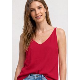 Tr&auml;gertop Street One, Damen, Gr. 38, salsa rot, Stoff, 95% Viskose, 5% Elasthan, unifarben, normal normal, V-Ausschnitt, abgesteppt, Tops Tr&auml;gertop, mit V-Ausschnitt