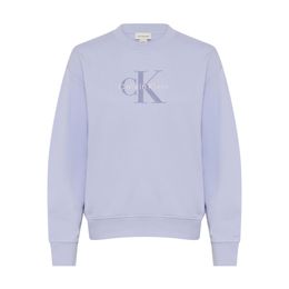 Sweatshirt Calvin Klein Jeans "FRENCH TERRY MONOLOGO CREW", Damen, Gr. S, cosmic sky, Sweatware, Obermaterial: 100% Baumwolle, unifarben, regular fit taillenbedeckt, Rundhals, eingesetzt Rippb&uuml;ndchen, Sweatshirts Sweatshirt, Regular fit, Logoschriftzug