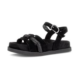 Sandalette Gabor, Damen, Gr. 39, schwarz, Veloursleder, Glitzerstreifen, Schuhe Sandalette, Riemchensandale, Sommerschuh mit gl&auml;nzendem Schmuckriegel