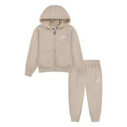 Jogginganzug Nike Sportswear "NKN LBR FT FZ CLUB SET", Jungen, Gr. 98 (3), beige (sanddrift), angeraute Sweatware, Obermaterial: 60% Baumwolle, 40% Polyester, Sportanz&uuml;ge Jogginganzug, zweiteiliges Set, f&uuml;r Kinder