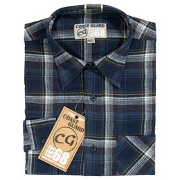 Kurzarmhemd TERRAX WORKWEAR "Flanellhemd 85 cm", Herren, Gr. 47, EURO, blau (marineblau), Obermaterial: 100% Baumwolle CO., Hemden