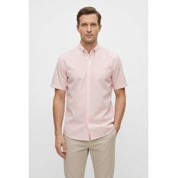 Kurzarmhemd BOSS, Herren, Gr. M, N-Gr, light, pastel pink686, Web, Obermaterial: 72% Baumwolle, 24% Polyamid, 4% Elasthan, unifarben, regular fit normal, Rundhals, abgesteppte Kante, Hemden, Button-down-Kragen Regular Fit, Baumwollmix