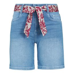 Gina Damen Jeans-Shorts mit Bindeg&uuml;rtel