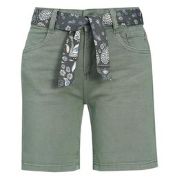 Gina Damen Jeans-Shorts mit Bindeg&uuml;rtel