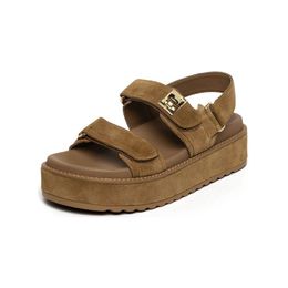 Plateausandaletten Steve Madden "Steve Madden Sandalen Veloursleder", Damen, Gr. 39, tan, Veloursleder, Schuhe