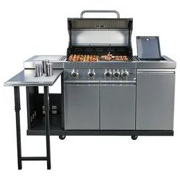 Kombigrill El Fuego "Augusta", silber, B:150,5cm H:116,5cm T:58cm, Grills, 17 kW Gesamtleistung, auch als Holzkohlegrill verwendbar