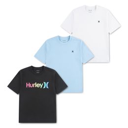 T-Shirt Hurley "CORE LOGO TEE 3PK HRLB-3K-9316", Jungen, Gr. L, schwarz w, mult, Obermaterial: 60% Baumwolle, 40% Polyester, Shirts T-Shirt, f&uuml;r Jugendliche, passgenauer Schnitt, pflegeleicht