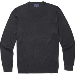 V-Ausschnitt-Pullover MARVELIS, Herren, Gr. XL, schwarz, Strick, Obermaterial: 100% Schurwolle, normal, V-Ausschnitt, Rippb&uuml;ndchen, Pullover