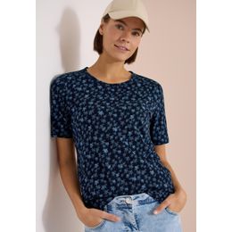 Print-Shirt Cecil, Damen, Gr. L (42), universal blau, Web, 100% Baumwolle, bedruckt, comfort fit normal, Rundhals, abgesteppt, Shirts, aus reiner Baumwolle