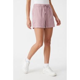 Shorts Only "ONLGOA MW LIN BL PULL-UP SHORTS CC PNT", Damen, Gr. M, N-Gr, burnished lila, Web, Obermaterial: 70% Viskose, 30% Leinen, unifarben, regular fit kurz, Hosen Shorts, mit Leinen