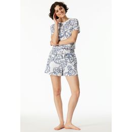 Shorts Schiesser "Schiesser 150 Years", Damen, Gr. 44, N-Gr, bunt (multicolor 1), Single Jersey, Obermaterial: 100% Baumwolle, kurz, Hosen Shorts, seitliche Taschen, weites Bein, Baumwolle, Bindekordel