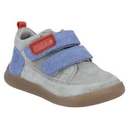 Barfu&szlig;schuh Richter "Samy", Jungen, Gr. 25, grau, blau, Glattleder, Veloursleder, kontrastfarbene Details, Schuhe Barfu&szlig;schuh, Kinderschuh im Konstrastlook, Gr&ouml;&szlig;enschablone zum Download