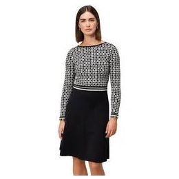 Strickkleid Zero "Damen grafisches Muster", Damen, Gr. 44, Normalgr&ouml;&szlig;en, schwarzcream, Strick, Obermaterial: 22% Polyamid, 78% Viskose. F&uuml;llung:, bedruckt, figurbetont kurz, Rundhals, eng B&uuml;ndchen kontrastfarben, Kleider Strickkleid, Plain/ohne Details