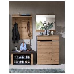Garderoben-Set OTTO HOME "Bergen Garderobenset, 175/192/38 (B/H/T cm)", artisan eiche, graphit, ABS-Kunststoff, Glas, Holzwerkstoff, MDF, Metall, Kastenm&ouml;bel-Sets, 4-teiliges Set, f&uuml;r jede Flurgr&ouml;&szlig;e geeignet, Soft Close, ABS-Kante