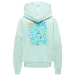 Kapuzenpullover Ragwear "Pirita PP", Damen, Gr. XS (34), mint, Material: 70% Baumwolle, 30% Polyester, oversize h&uuml;ftbedeckend, hoch geschlossener Ausschnitt, &Auml;rmel ohne &Auml;rmelschlitz Rippb&uuml;ndchen, Pullover Kapuzenpullover, oversized Damen Hoodie mit Print-Akzenten