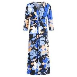 Midikleid Betty Barclay "Damen mit Raffung", Damen, Gr. 42, Normalgr&ouml;&szlig;en, dunkelblau, blau, Obermaterial: 94% Polyester, 6% Elasthan, k&ouml;rpernah lang, V-Ausschnitt, Kleider Midikleid