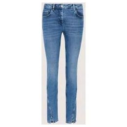 Madeleine Mode Regular-fit-Jeans MADELEINE "Jeans Skinnyjeans mit asymmetrischer Naht", Damen, Gr. 18, N + K Gr, blau, Obermaterial: 92% Baumwolle CO. 6% Polyester PES. 2% Elasthan EL., Modern, Jeans, Schlitz