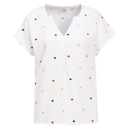 Gina Damen Musselin-Bluse mit Herz-Stickerei