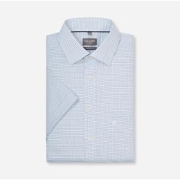 Kurzarmhemd OLYMP "Luxor", Herren, Gr. 43, N-Gr, bleu, Web, Obermaterial: 100% Baumwolle, comfort fit normal, Hemden, Businesshemd, comfort fit, New-Kentkragen