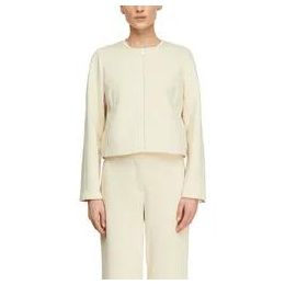Kurzjacke comma, Damen, Gr. 38, bone beige, Web, Obermaterial: 92% Polyester, 8% Elasthan, unifarben, taillenlang, Rundhals, Jacken Kurzjacke, aus weicher Scuba-Qualit&auml;t - elastisch