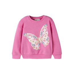 Sweatshirt name it "NMFDARITA LS NREG SWEAT UNB", M&auml;dchen, Gr. 110, strawberry moon, Sweatware, Obermaterial: 80% Baumwolle, 20% Polyester, bedruckt, unifarben, normal normal, Rundhals, Rippb&uuml;ndchen, Sweatshirts Sweatshirt