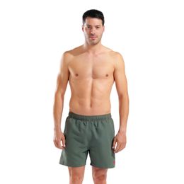 Badeshorts arena "FUNDAMENTALS BOXER R", Herren, Gr. L, N-Gr, sage, rot, Obermaterial: 100% Polyester, Badehosen Badeshorts