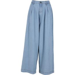Stoffhose Urban Classics "Urban Classics Ladies Wide Leg Light Denim Pants", Damen, Gr. 26, Normalgr&ouml;&szlig;en, new light blau washed, 100% Baumwolle, unifarben, loose fit, Hosen Stoffhose