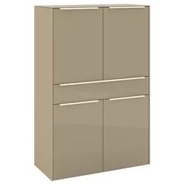 Highboard "Reno", taupe matt lack, glas taupe glanz, B:92cm H:140cm T:42cm, Glas, Holzwerkstoff, SET ONE BY Musterring, Sideboards, Highboard, Mit Gleitern und in verschiedenen Farben erh&auml;ltlich